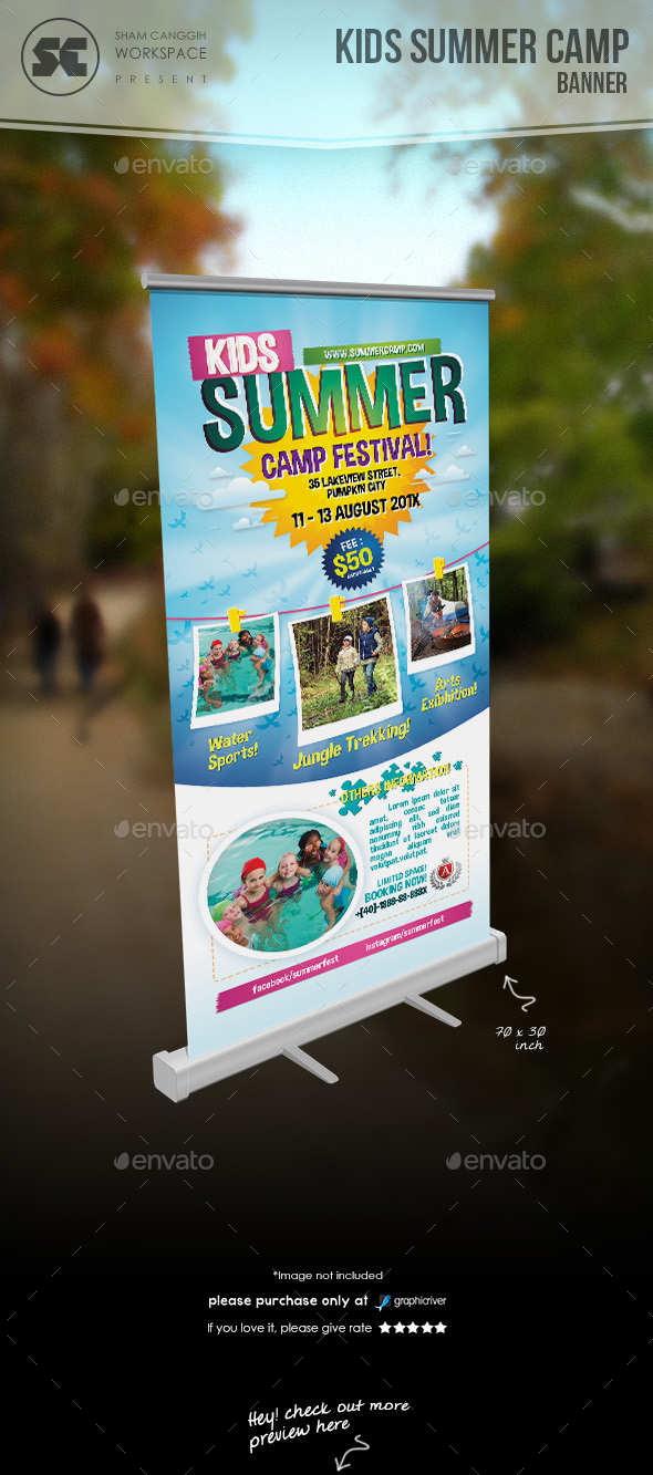 Kids Summer Camp Banner by shamcanggih | GraphicRiver