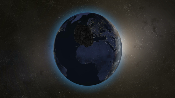 Asteroid or Meteorite Heading to Europe Continent in Planet Earth ...