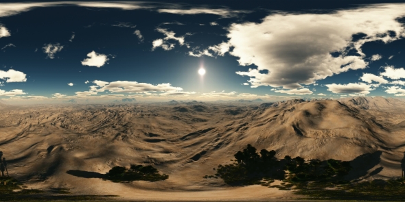 VR 360 Degree Aerial Panorama of Palms in Desert, Motion Graphics ...
