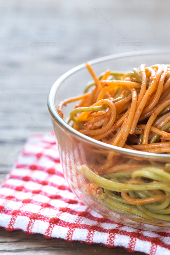 Bowl of colorful spaghetti Stock Photo by Alex9500 | PhotoDune