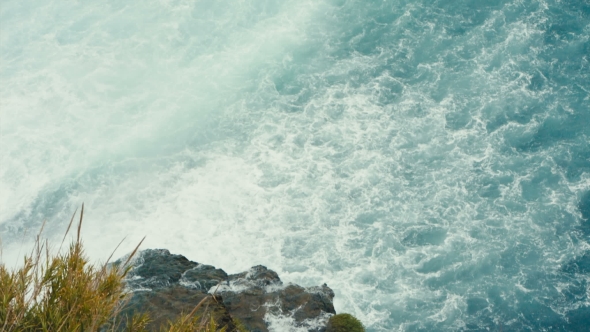Huge Waterfall Flows Into the Sea, Stock Footage | VideoHive