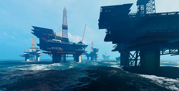 Oil Stations And Designs At Sea, Motion Graphics | VideoHive