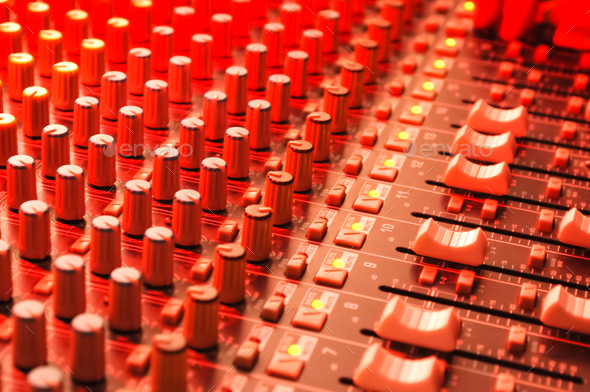 soundboard faders Stock Photo by nelsonart | PhotoDune