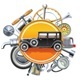 Vector Retro Car Parts with Old Automobile, Vectors | GraphicRiver