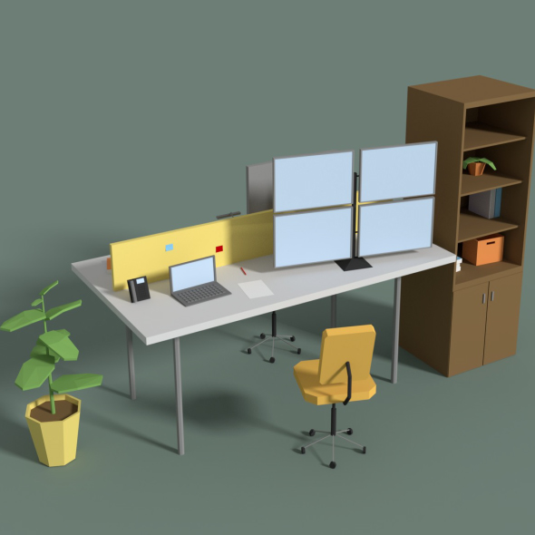 Low Poly Cartoony Office Desk 2 by berkerdag | 3DOcean