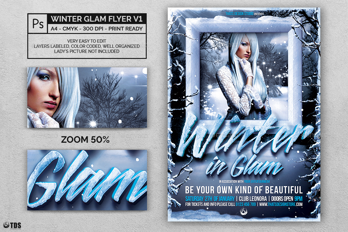 Winter Glam Flyer Template V1, Print Templates | GraphicRiver