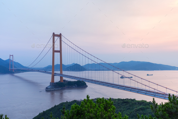 zhoushan xihoumen bridge in sunset Stock Photo by chuyu2014 | PhotoDune