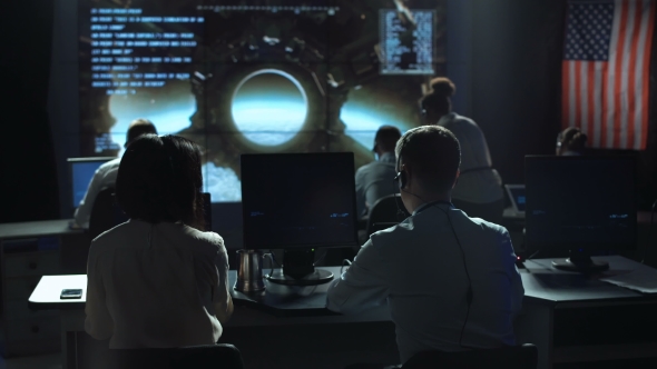 People Working in Mission Control Center, Stock Footage | VideoHive