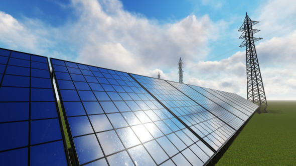 Solar Panels and Moving Clouds, Motion Graphics | VideoHive