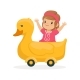 Girl Riding on Yellow Duck, Vectors | GraphicRiver