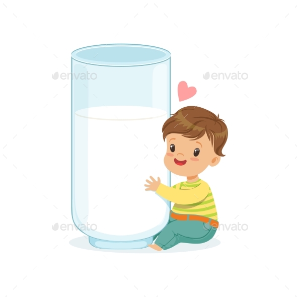 Boy Hugging Giant Milk Glass by Top_Vectors | GraphicRiver