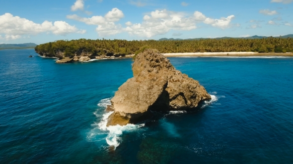 Rock, Cliff in the Blue Sea Philippines,Siargao, Stock Footage | VideoHive