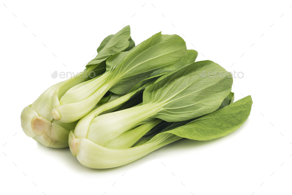 Fresh green leafy bok choy vegetable isolated in white. Stock Photo by ...
