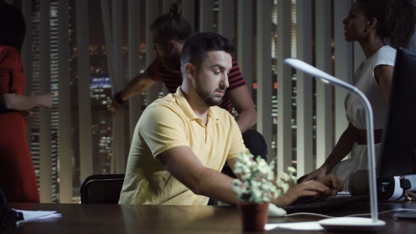 Office People Working at Night, Stock Footage | VideoHive