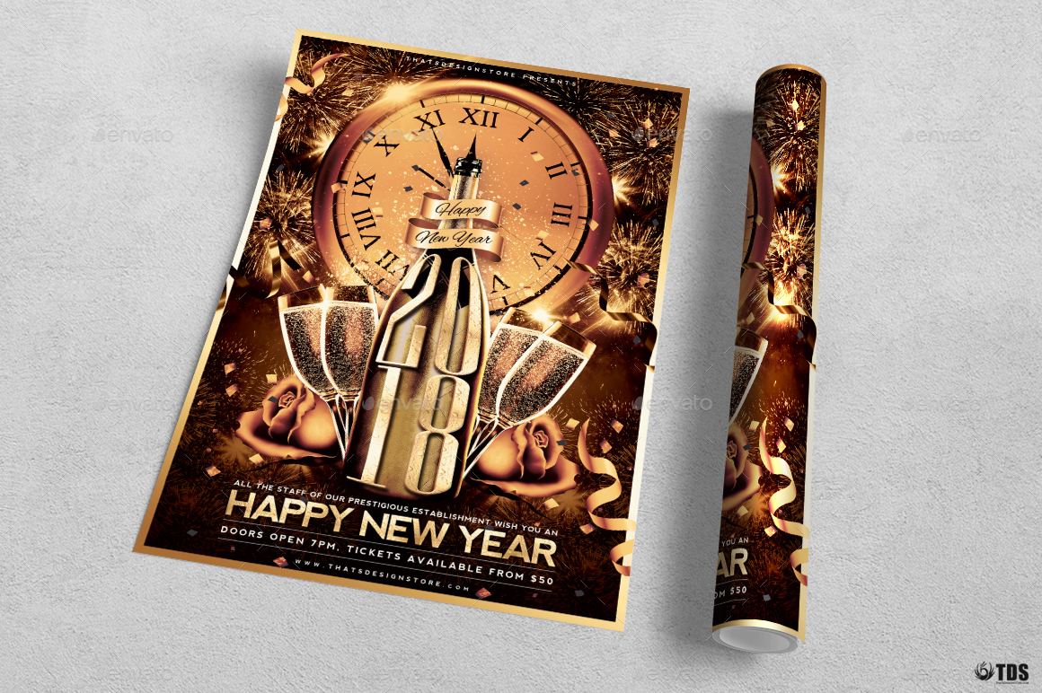 New Year Flyer Template V2 by lou606 | GraphicRiver
