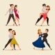 Dance Pairs Retro Cartoon Set, Vectors | GraphicRiver