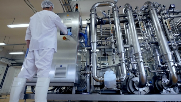 An Operator Sets Work Mode for Dairy Piping, Stock Footage | VideoHive