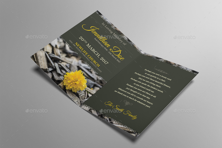 Funeral Program Thank You Card Template 06, Print Templates | GraphicRiver