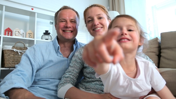 Family with Child Using Laptop Video Call Camera, Stock Footage | VideoHive