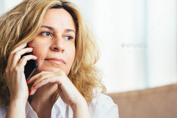 Close-up of woman calling over cell Stock Photo by Click_and_Photo