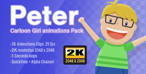 Peter Cartoon Boy Animations Pack by montae | VideoHive