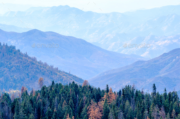 Sequoia National Park mountain landscape at autumn Stock Photo by haveseen