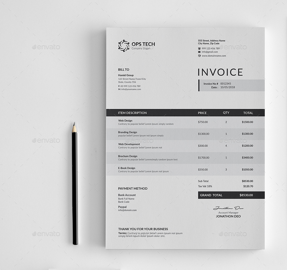 Invoice, Print Templates | GraphicRiver