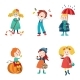 Cartoon Kids Enjoy Fall, Autumn Activities, Vectors | GraphicRiver