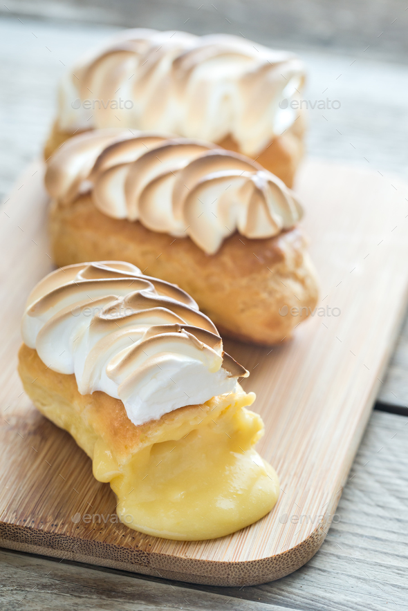 Eclairs with lemon curd and meringue Stock Photo by Alex9500 | PhotoDune