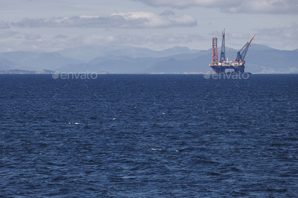 Oil and gas offshore platform in Norway. Energy industry. Petroleum ...