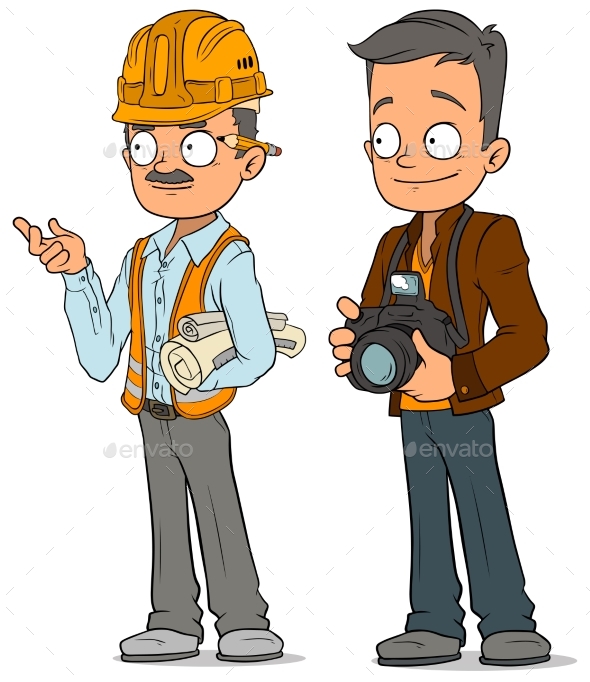 Cartoon Engineer and Photographer Characters Set by GB_Art | GraphicRiver