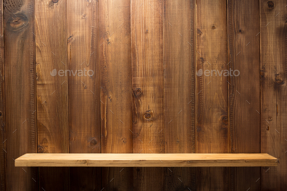 wooden shelf at background Stock Photo by seregam | PhotoDune