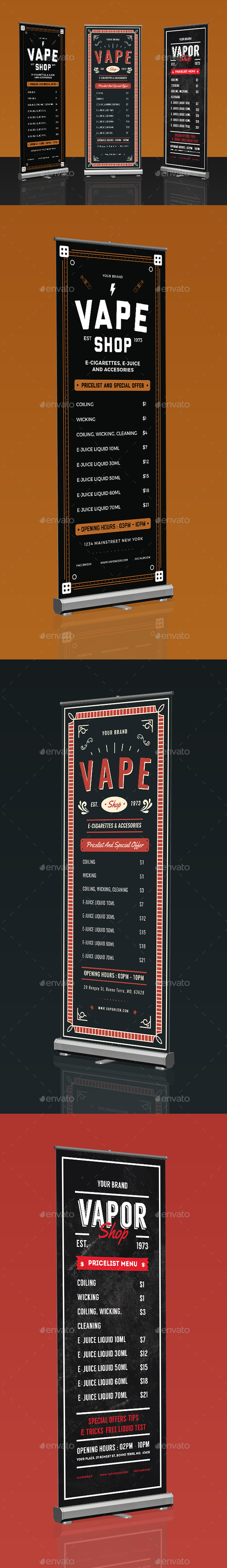Vape Shop Roll Up Banner Bundle by bigmidin | GraphicRiver