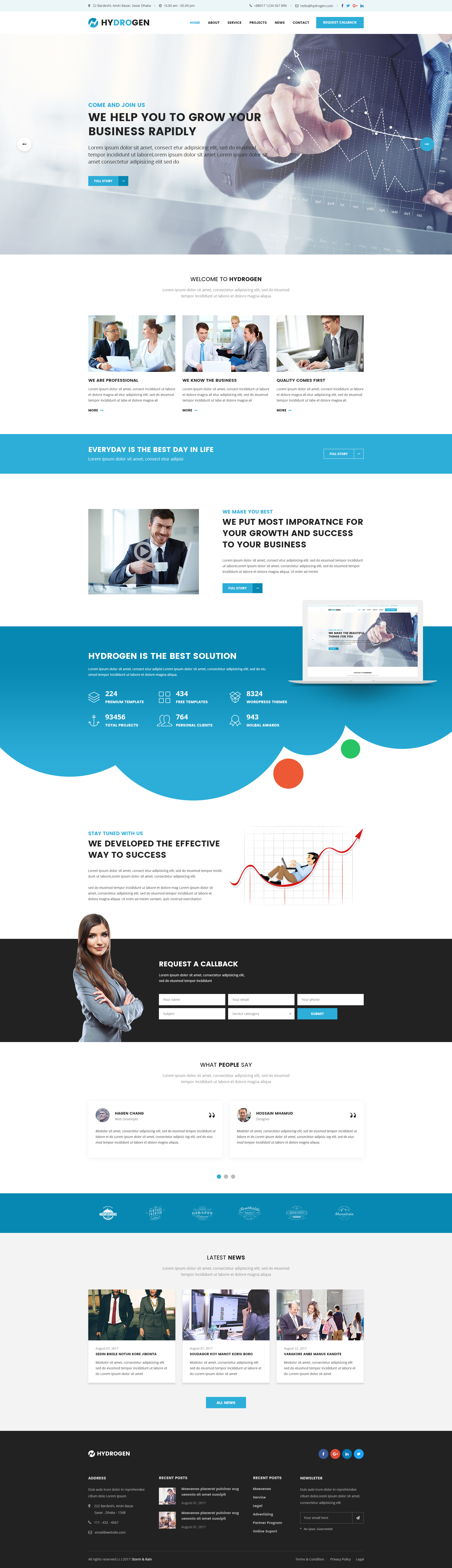 Hydrogen - Corporate & Business Website Psd Template by eThemeStudio