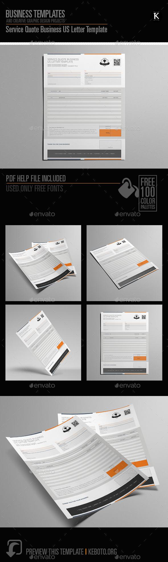Service Quote Business US Letter Template by Keboto | GraphicRiver