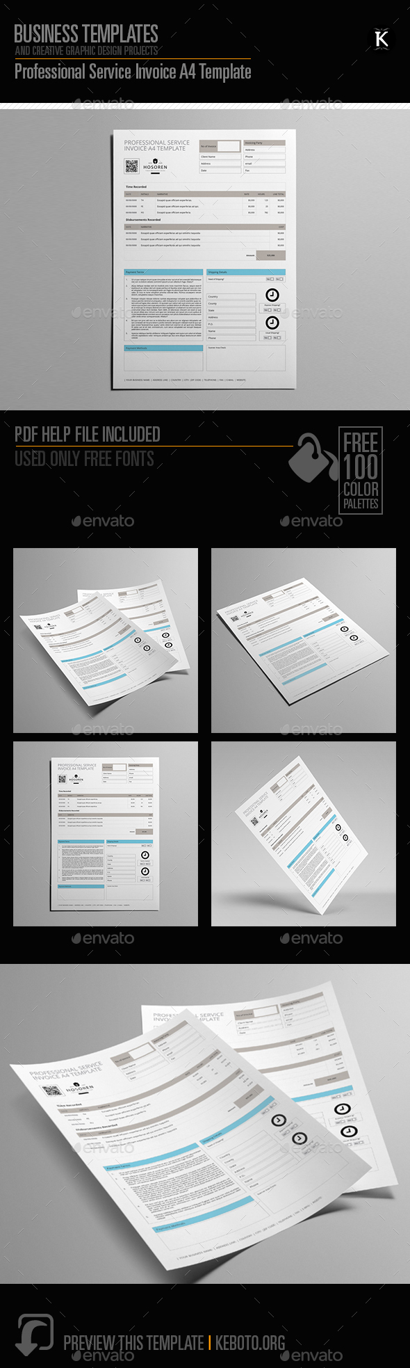 Professional Service Invoice A4 Template by Keboto | GraphicRiver