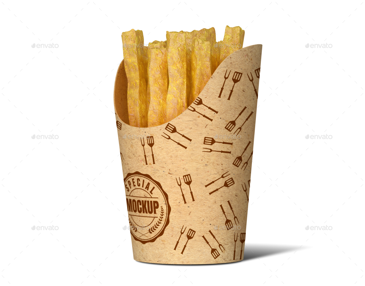 Recycled Paper Fries Cup Mockup, Graphics | GraphicRiver