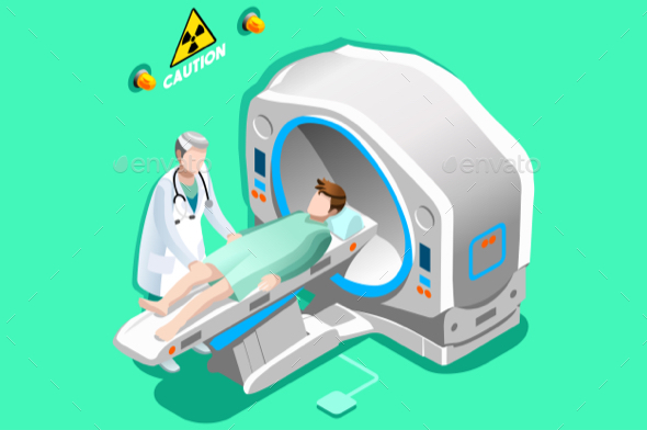 Mri Machine Or Ct Scan Vector Medical Isometric People By Aurielaki