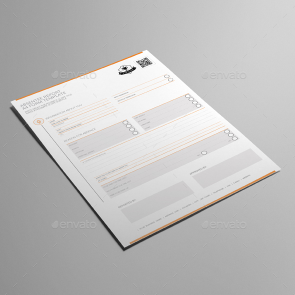 Absentee Report A4 Form Template by Keboto | GraphicRiver