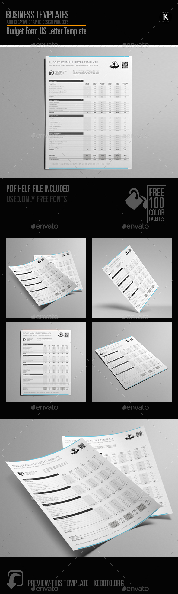 Budget Form US Letter Template by Keboto | GraphicRiver