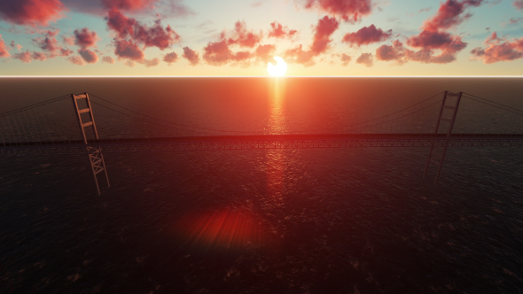 Bridge view over the Sea at Sunset, Motion Graphics | VideoHive