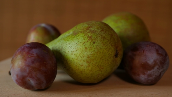 Plums and Pear, Stock Footage | VideoHive