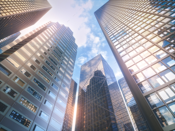 Modern Buildings Perspective View Stock Photo by ktsimage | PhotoDune