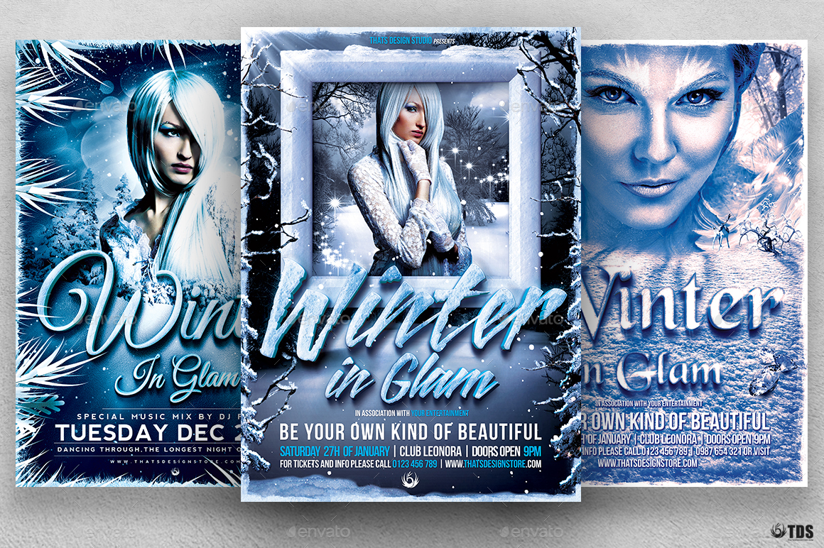Winter Glam Flyer Bundle, Print Templates | GraphicRiver