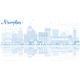 Outline Memphis Skyline with Blue Buildings and Reflections. by booblgumpnz