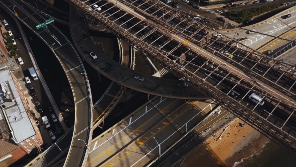 Aerial View of Traffic Intersection in New York, America, Stock Footage