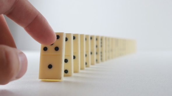 Built Figure of Dominoes Falling in, Stock Footage | VideoHive