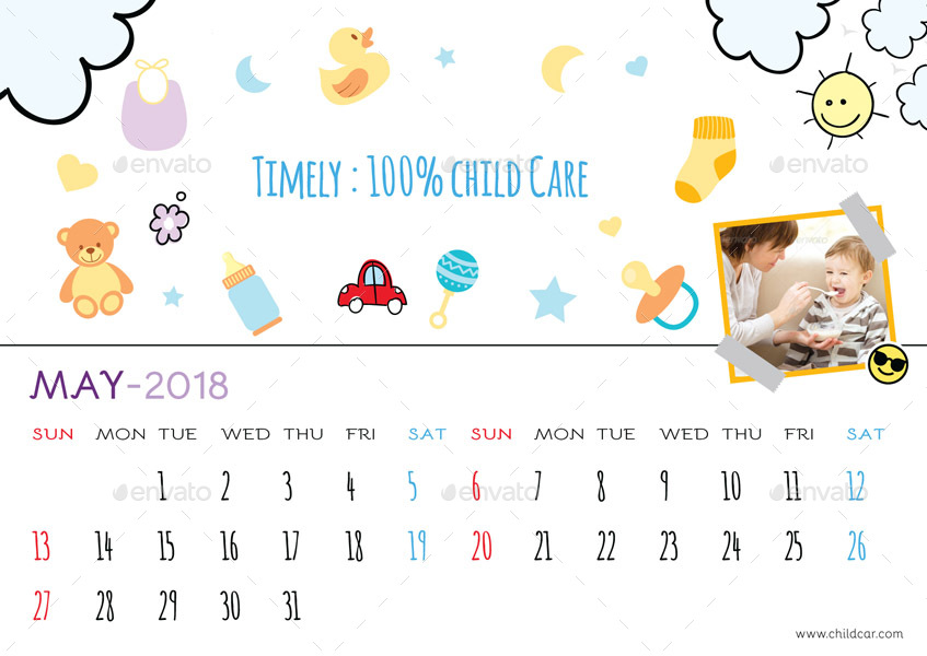 Kids Desk Calendar, Print Templates | GraphicRiver