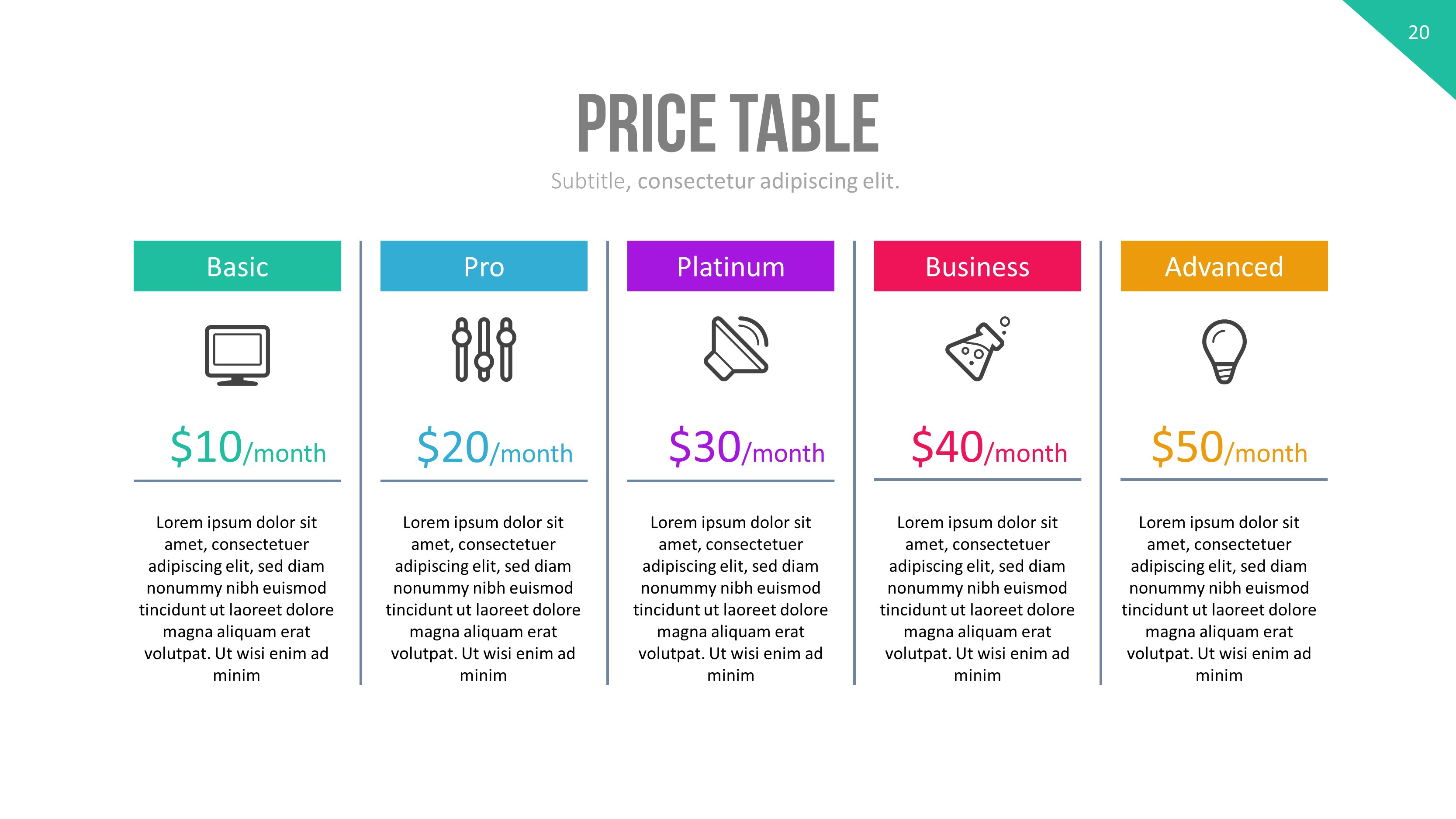 Price Table PowerPoint Template, Presentation Templates | GraphicRiver