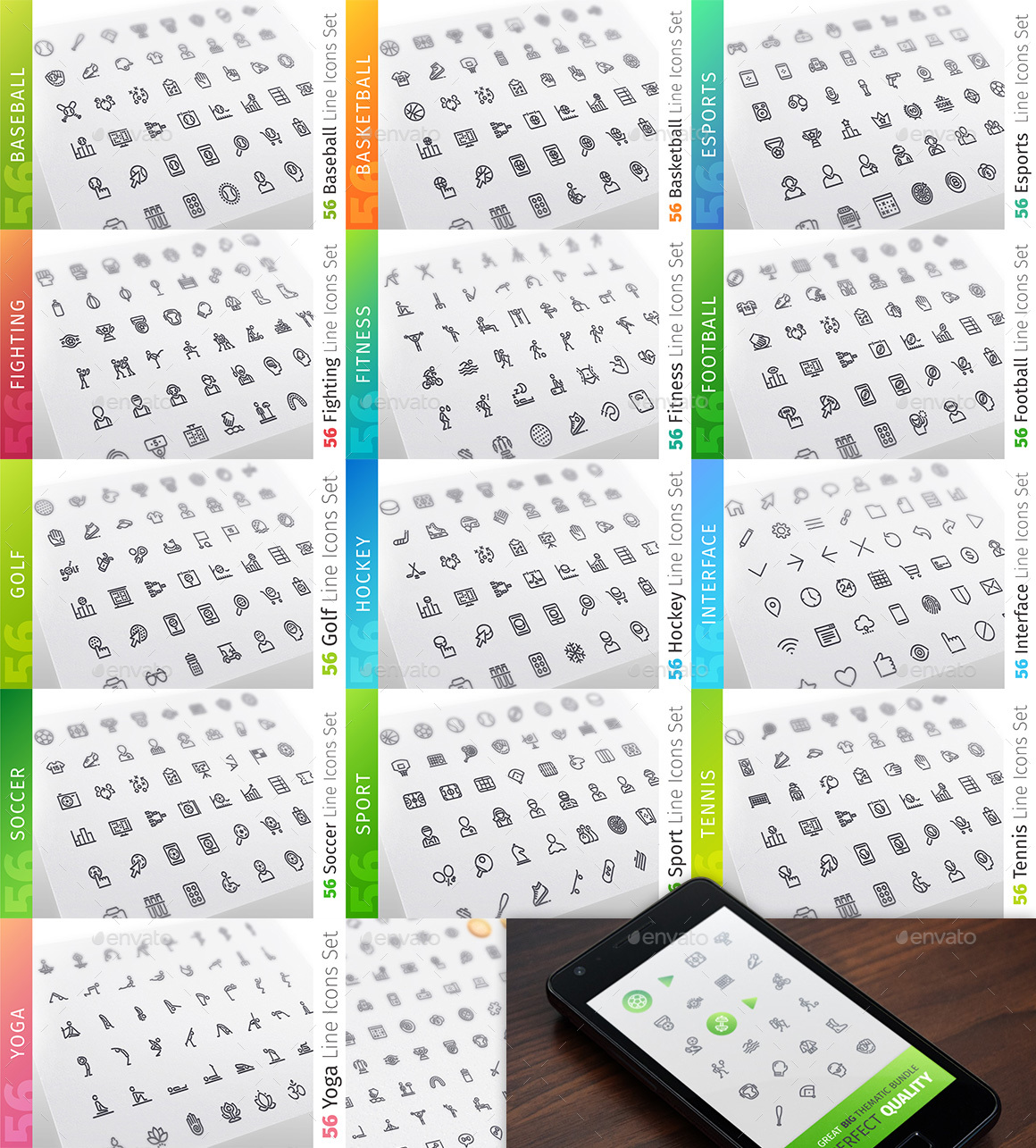 Sport Thematic Collection of Line Icons, Icons | GraphicRiver